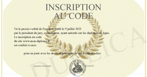 inscription au code