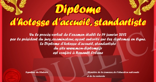 Diplome d hotesse d accueil standartiste