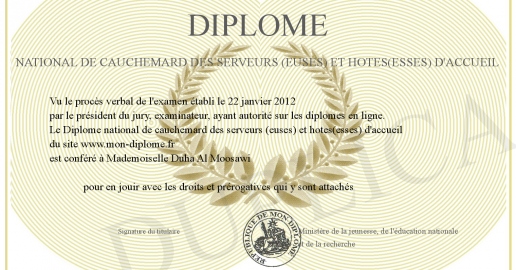 Diplome national de cauchemard des serveurs (euses) et hotes(esses) d ...