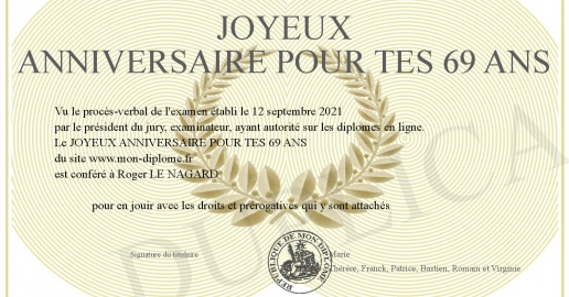 JOYEUX ANNIVERSAIRE POUR TES 69 ANS