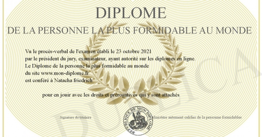 Diplome de la personne la plus formidable au monde