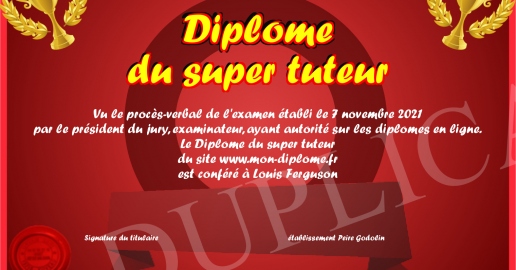 Diplome du super tuteur