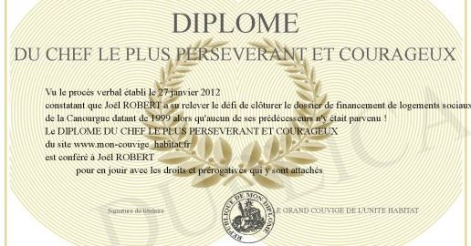 DIPLOME DU CHEF LE PLUS PERSEVERANT ET COURAGEUX