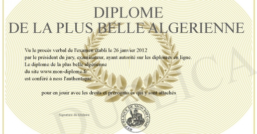 diplome de la plus belle algerienne