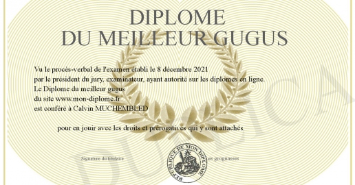 Diplome du meilleur gugus