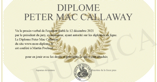 Diplome Peter Mac Callaway