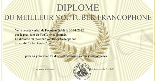Diplome du Meilleur Youtuber Francophone
