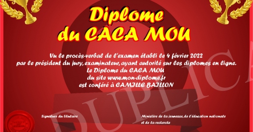 Diplome du CACA MOU