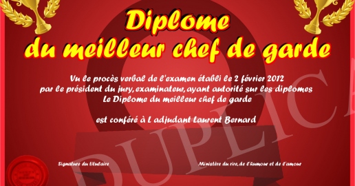 Diplome du meilleur chef de garde