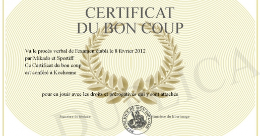 Certificat du bon coup