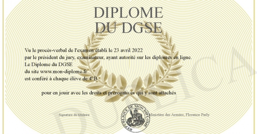 Diplome du DGSE