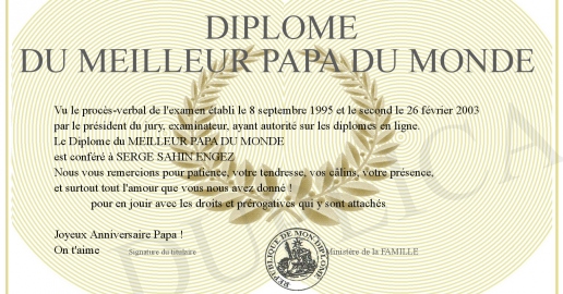 Diplome du MEILLEUR PAPA DU MONDE