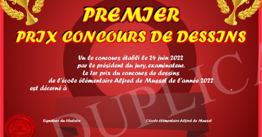 PREMIER PRIX CONCOURS DE DESSINS