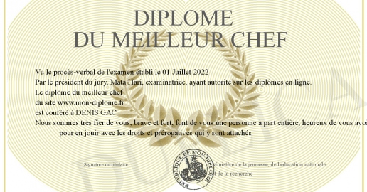 Diplome du meilleur chef