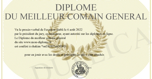 Diplome du meilleur comain general