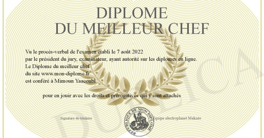 Diplome du meilleur chef