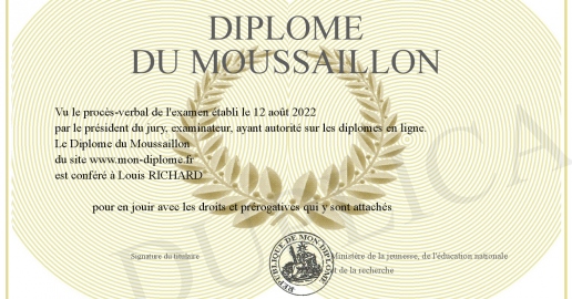 Diplome du Moussaillon