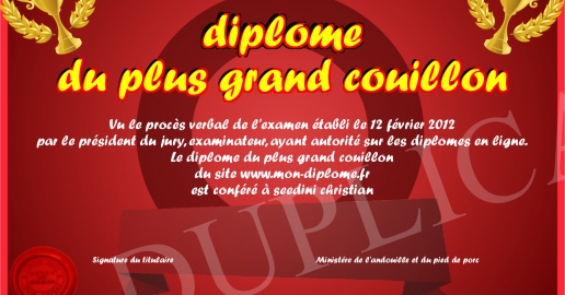diplome du plus grand couillon