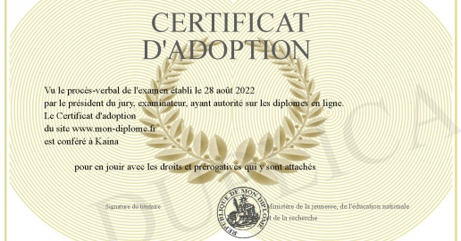 Certificat d'adoption