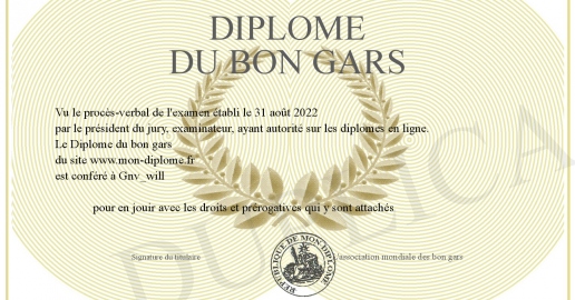Diplome du bon gars