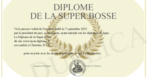 Diplome de la Super Bosse