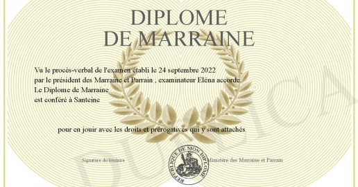 Diplome de Marraine