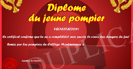 Diplome du jeune pompier