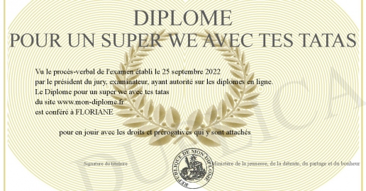 Diplome pour un super we avec tes tatas