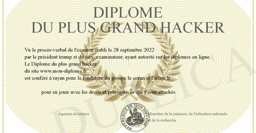 Diplome du plus grand hacker