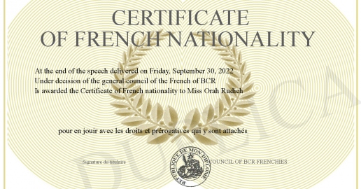 Certificate of French Nationality