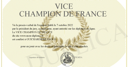 VICE CHAMPION DE FRANCE