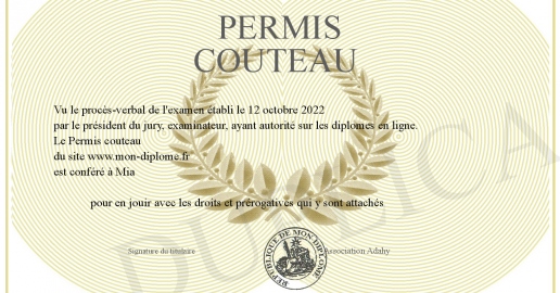 Permis couteau