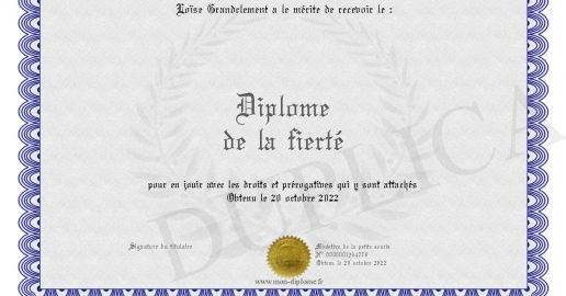 Diplome de la fierte
