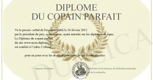 Diplome du copain parfait