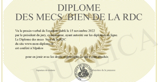 Diplome des mecs bien de la RDC