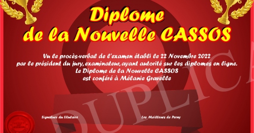 Diplome de la Nouvelle CASSOS