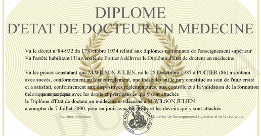 Diplome d'Etat de docteur en medecine