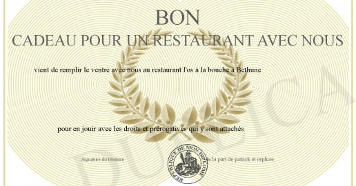 bon cadeau pour un restaurant avec nous