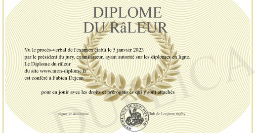 Diplome du raleur