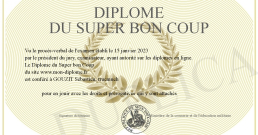 Diplome du Super bon Coup