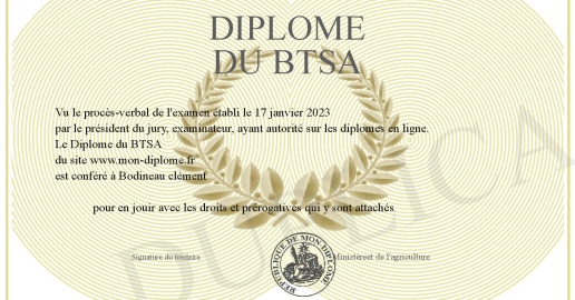 Diplome du BTSA