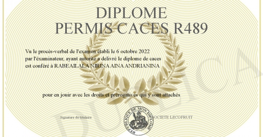 Diplome-PERMIS-CACES-R489
