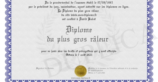 Diplome du plus gros raleur