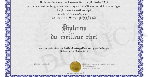 Diplome du meilleur chef