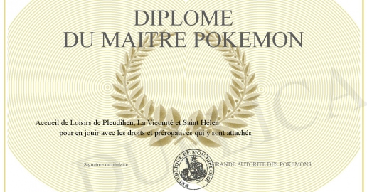 Diplome du MAITRE POKEMON