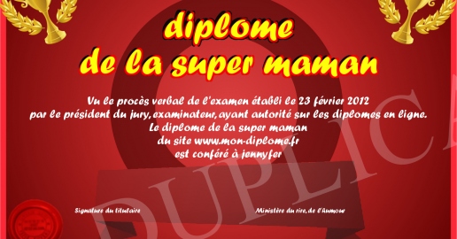 diplome de la super maman