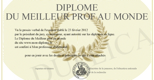 Diplome du Meilleur prof au monde