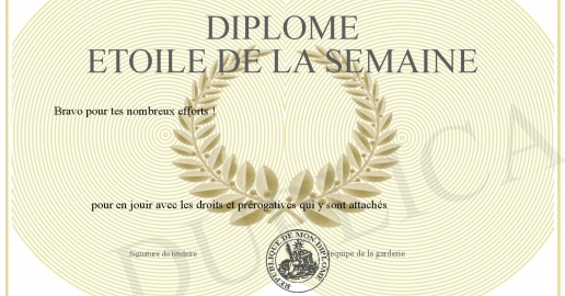 diplome ETOILE DE LA SEMAINE