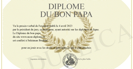 Diplome du bon papa