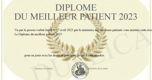 Diplome du meilleur patient 2023